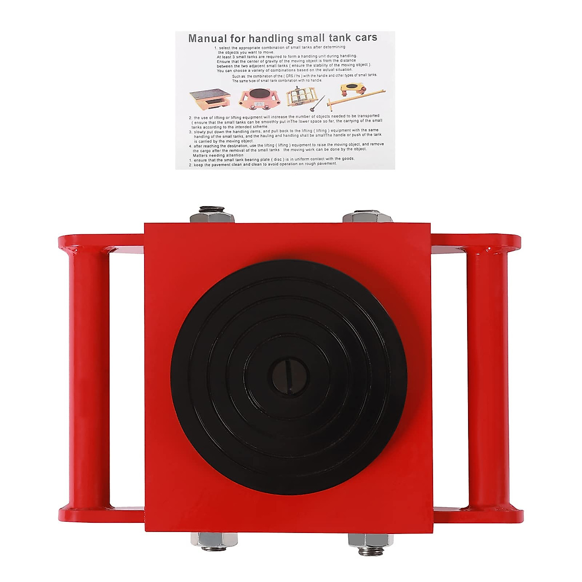 Heavy Duty Machine Dolly Skate, Machinery Roller Mover with Steering Handle, 6t 13200lbs Machine Moving Skates Industrial Machinery Mover Rotating Roller