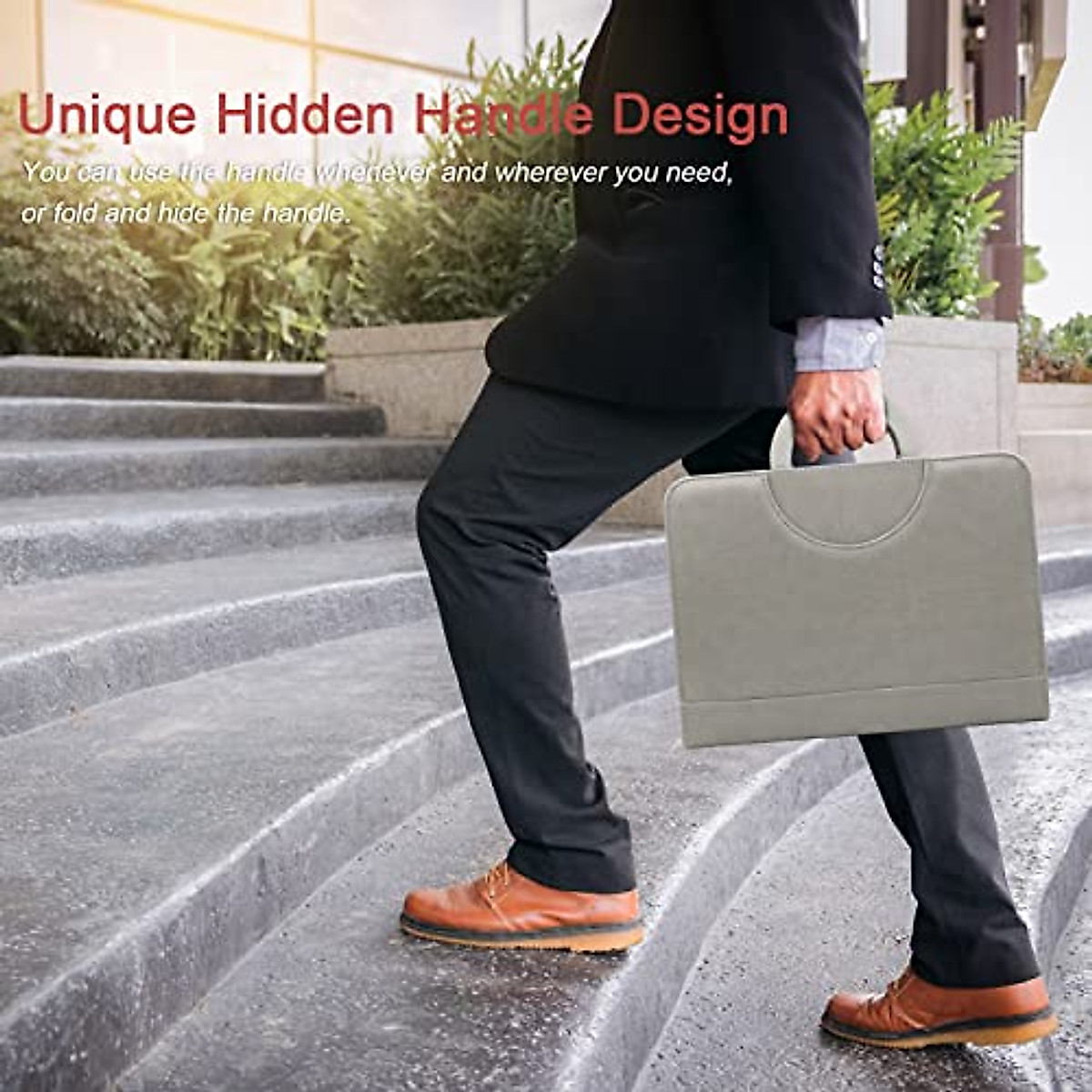 Portfolio Binder Organizer with Handle, 13.4 * 10 * 1.6 Inch Zippered Padfolio, Writing Pad Notepad Legal Size Detachable Business Folder Resume Interview Gift for Men Women (Gray)