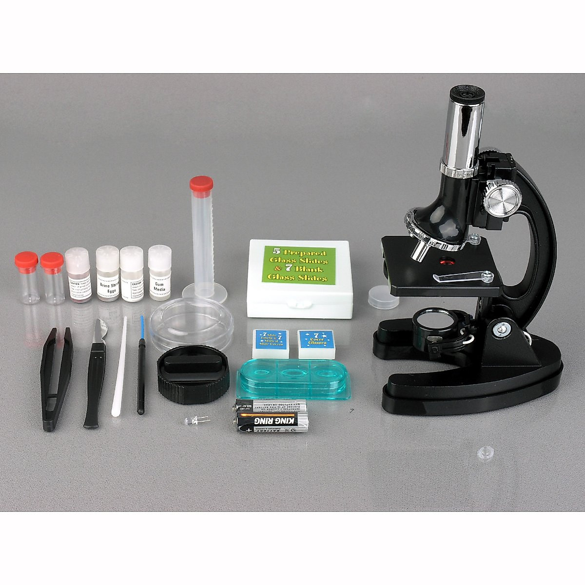 AmScope - 120X-1200X Kids 52 pc Microscope Science Kit + World of The Microscope Book - M30-ABS-KT2-WM - Black