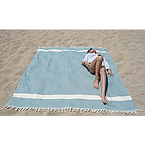 DEMMEX 90x82 Inches XXXL Turkish Cotton Multipurpose Blanket, Throw Blanket Bedspread, Beach Picnic Blanket, 100% Turkish Cotton, Diamond Weave, Made in Turkey, 3lb (Sage)