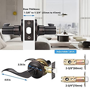 Mengico 1 Pack Door Lever Handle,Oil Rubbed Bronze Door Handle Interior,Door Lever Interior Closet Hallway Door Handles,Reversible Wave Lever Handle