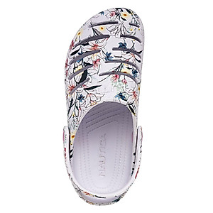 Nautica Women's Clogs - Athletic Sports Sandal - Water Shoes Slip-On With Adjustable Back Strap With Open Slits - Beach Sports Summer Shoe-River Edge-Lily Print-10