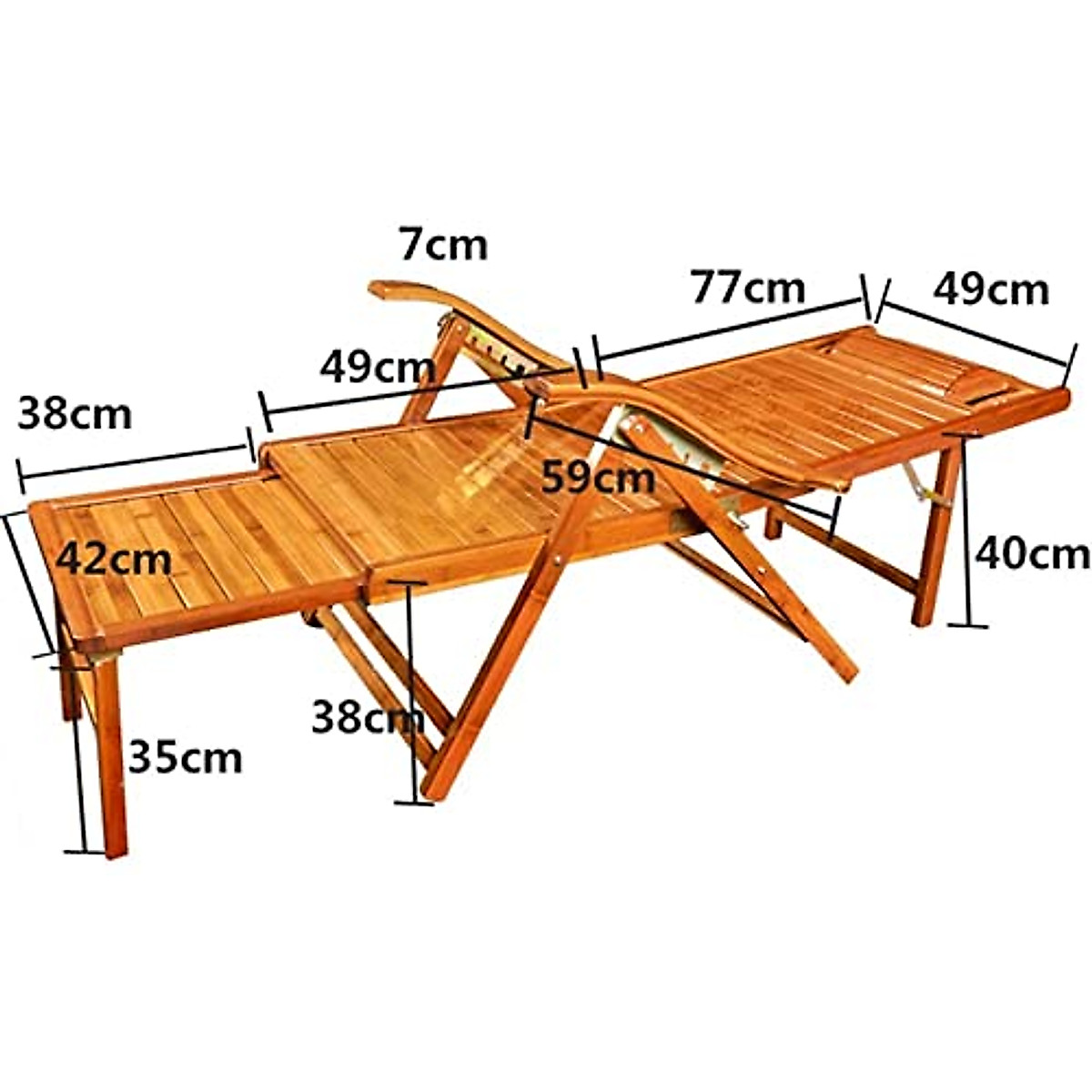 Lounge Chair, Patio Lounge Chairs Bamboo s,Durable Adjustable Deck Chairs,Wooden Outdoor s with Footrests and Mattresses,for Garden Courtyard Balcony
