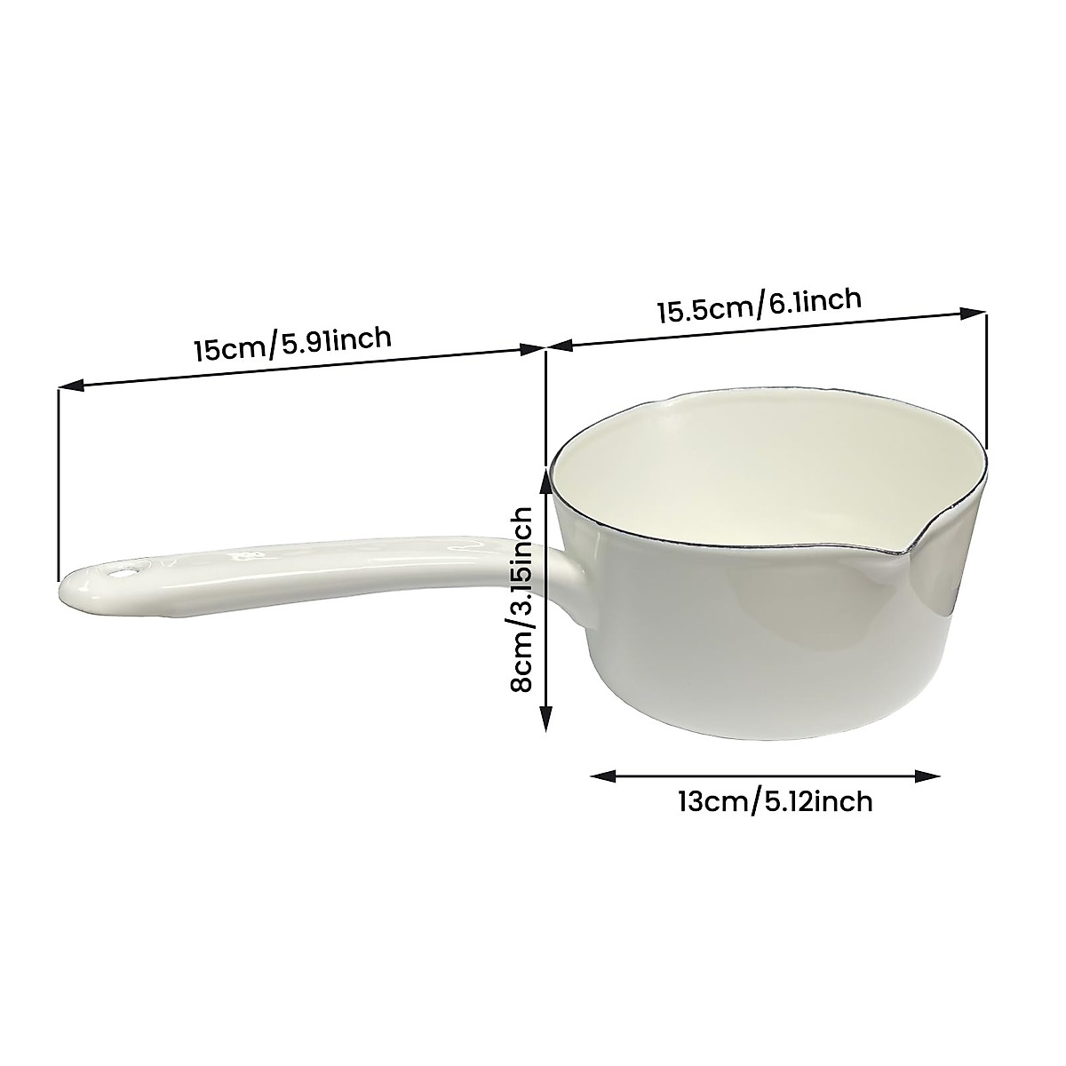 LIFTATAPA Enamel Milk Pan, 1.2L Mini Butter Warmer, Enamelware Saucepan Pan with Pour Spout, Nonstick Enamel Milk Pot, Enamel Melting Pot for Induction Electric Gas Stoves