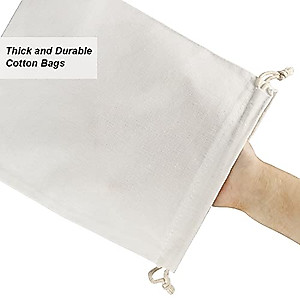 HRX Package 20pcs Muslin Bags 8x10 inches, Cotton Drawstring Bag Fabric Gift Pouches Sachet for Jewelry Party Favors Wrapping DIY