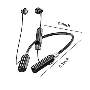 TOUMENY 5.0 Neck Hanging Wireless Bluetooth Headset, Intelligent Digital Display Can Be Inserted Into The Card, Sports Range