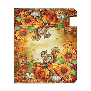 Wamika Autumn Pumpkin Sunflower Magnetic Mailbox Cover MailWraps,Fall Leaf Squirrel Harvest Mailbox Wraps Post Box Garden Yard Home Decor for Outside Standard Size 20.8(L) x 18(W)