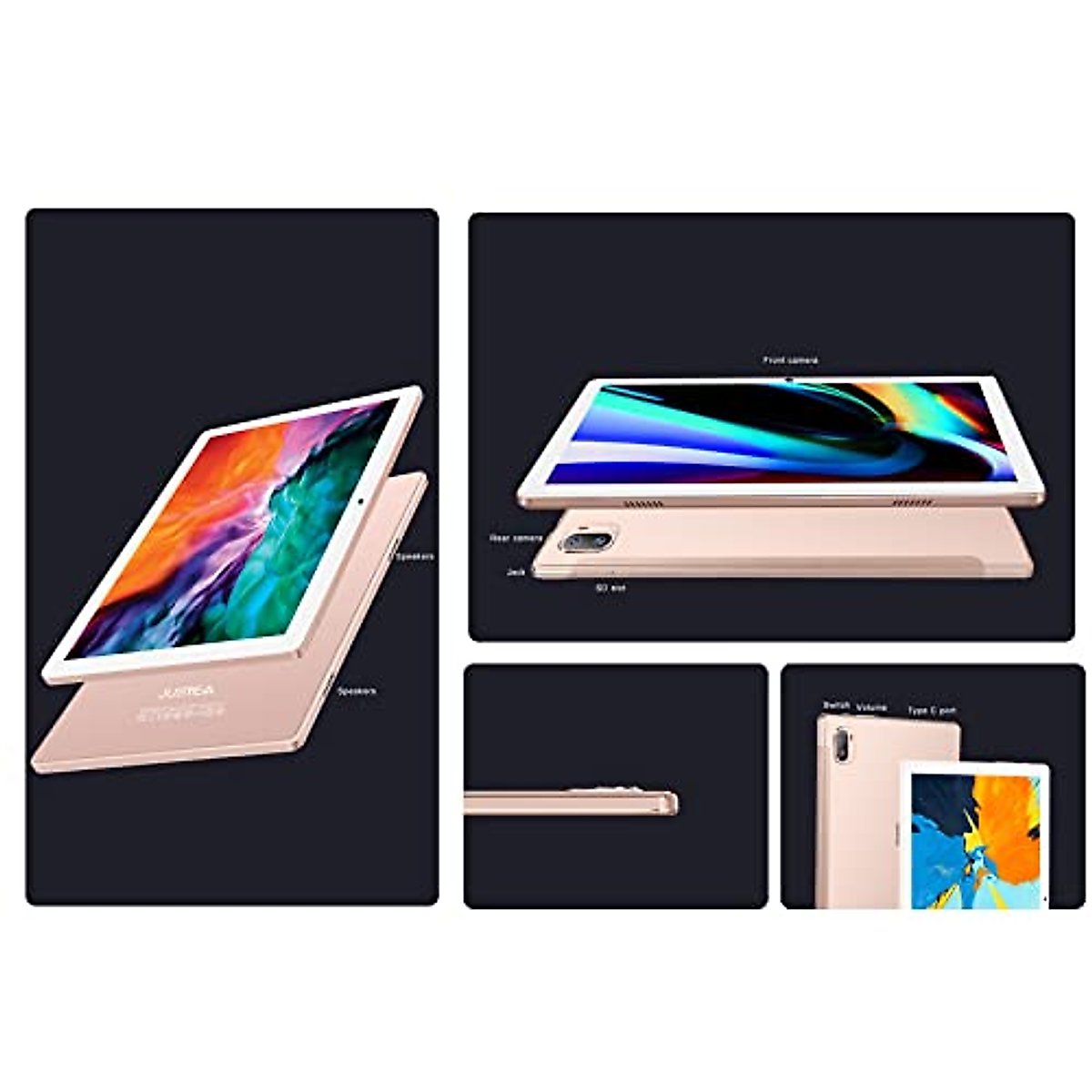 JUSYEA 2023 Android 12 J10 Tablet : 10 Inch Tablets 4GB RAM, 64GB+128GB ROM, Octa-core processors-8000mAh Battery, 5G+2.4G Wi-Fi, Bluetooth 5.0, with Mouse丨 Keyboard and More - Gold