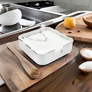 AuldHome White Enamel Napkin Holder, Distressed Rustic Napkin Dispenser