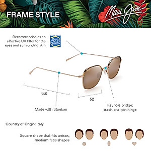 Maui Jim Men's and Women's Moon Doggy Polarized Fashion Sunglasses, Gold/HCL® Bronze, Medium