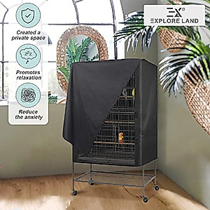 Explore Land Pet Cage Cover - Good Night Cover for Bird Critter Cat Cage to Small Animal Privacy & Comfort (Medium, Black)