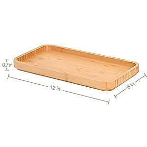 Bamboo Vanity Tray, Bathroom Sink Vanity Trays Bathroom Counter Tray for Organizing and Decor Display Toilet Tank Top Tray Bamboo Tray Table Tray Rack 11.8 x 6 x 0.7 inch