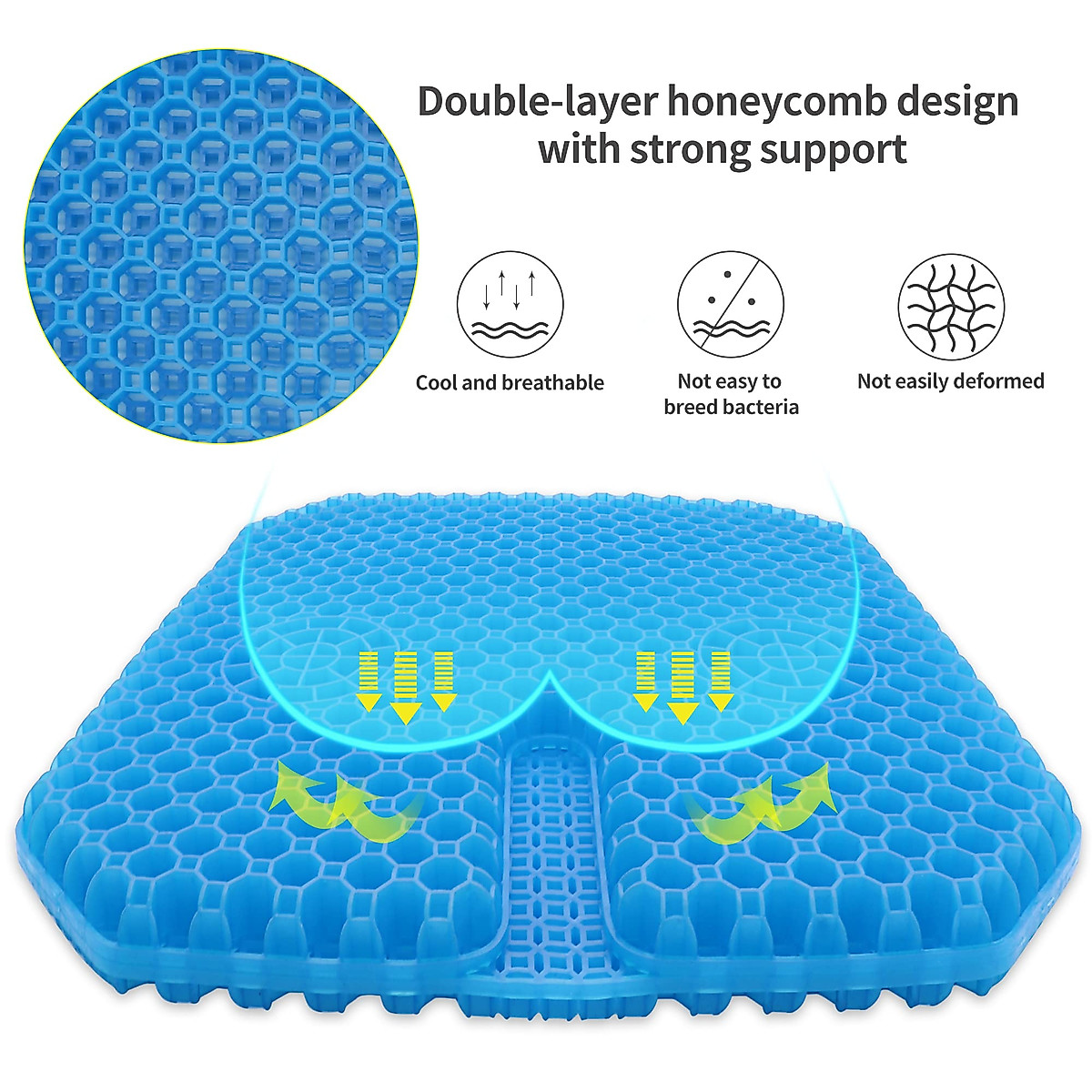 janek show Gel Seat Cushion, Double Layer Egg Gel Cushion for Pressure Relief, Seat Cushion for The Car,Office,Wheelchair&Chair.Breathable Design,Durable,Portable