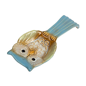 Yardwe Owl Spoon Holder Decorating Tools Buffet Serving Utensils Soup Spoons Ceramic Utensil Rest Dish Ceramic Ladle Rest Owl Spoon Rest Ceramic Scoop Holders Ceramic Spoon Rest Blue Fork