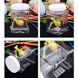 Lawei 6 Pack Square Plastic Jars with Lids, 30 Oz Clear Rectangular 4-Cup Containers with Easy Grip Handles, Wide Mouth Plastic Canisters for Dry Food, Cookies, Peanut Butter, Honey and Jam Storage