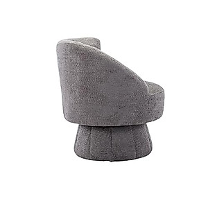 i-POOK 360 Degree Swivel Accent Chair, Upholstered Round Armchairs with 21.65" Deep Seat, Comfy Barrel Chair Club Chair for Living Room, Reading Room, Grey