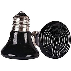 60W 2PCS Reptile Heat Emitter Infrared Ceramic Heat Lamp Black Emitter Bulb for Pet Coop Heater Chicken Lizard Turtle Brooder Aquarium Snake No Light