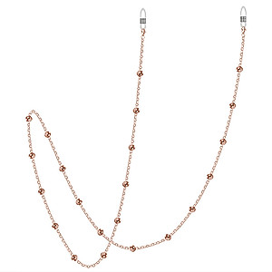 ZOORON Eyeglass Chains for Women, Premium Beaded Eyeglass Necklace Chain Cord, Eye Glasses String Holder 2Pack-Rose Gold & Silver