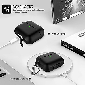 AirPods Pro Case Cover, Coffea Protective Silicone Case with Keychain for Apple AirPod Pro, Black [US Patent Registered]