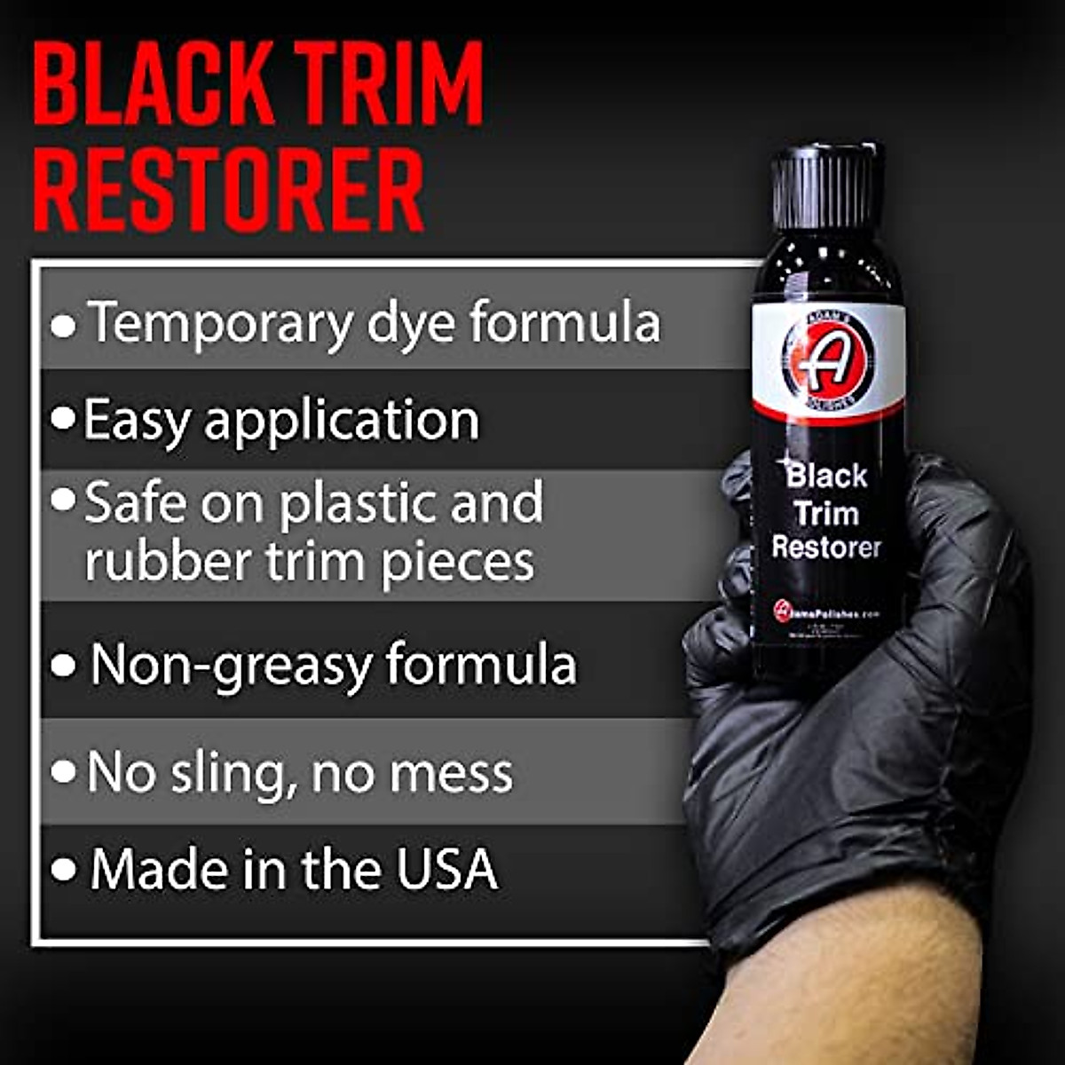 Adam's Polishes New Black Trim Restorer - Restores Plastic Trim to a Rich, Black Color with a Factory-New Appearance - Lasts Several Months per Treatment (4 oz with Applicator)