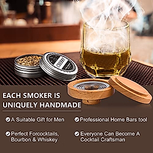 Cocktail Smoker Kit - Bourbon Drink Smoker & 4 Flavors Wood Chips-Old Fashioned Chimney Drink Smoker Kit for Infuse Whiskey, Cocktail, Wine, Meat, Cheese -Gift for Whiskey Lovers, Dad, Husband, Men