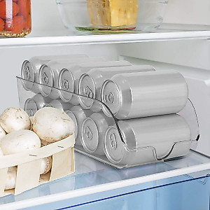 Glad Plastic Refrigerator Organizer Bin – Drink Storage and Beverage Holder for 9 Soda Pop Cans, Clear