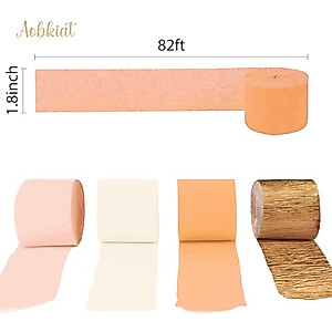 AOBKIAT Wedding Decor Gold Pink Orange Gold Crepe Paper 8 PCS Streamers Party Decorations for Wedding, Bachelorette Party, Birthday, Bridal Baby Shower, Anniversary Party Backdrop