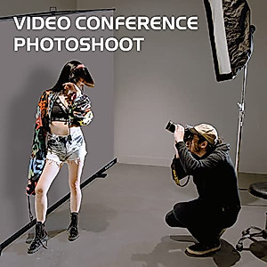 【Retractable Screen】 RAUBAY 78.7in x 74.8in Large Collapsible Grey Backdrop Portable Retractable Panel Photo Gray Background with Stand for Video Conference, Photographic Studio, Streaming