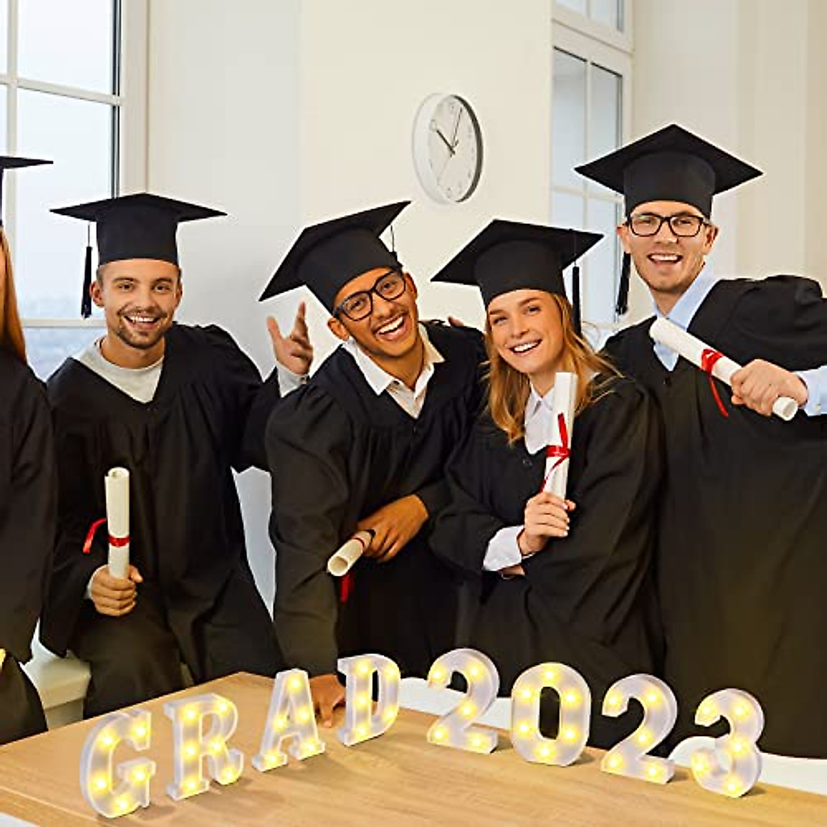 8 LED Marquee Letter Lights Grad 2023 Sign, Grad Light up Letter Numbers for Graduation Party Decorations, 2023 Graduation Decorations Party Supplies (White)