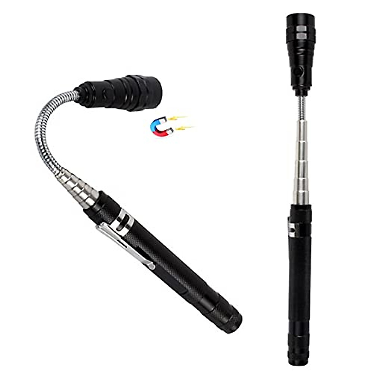 TTSLVS Gifts for Dad&Men Fathers Day,Magnetic Pickup Tool with LED, Telescoping Magnet Flashlight Pickup Stick Cool adget,Thanksgiving Day Christmas Stocking Stuffers Gift for Husband Boyfriend,Black