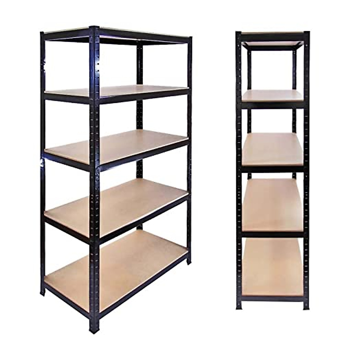 5-Shelf Adjustable Heavy Duty Storage Shelving Unit, Metal Steel Shelf Rack for Kitchen Garage Pantry Organization, Black (40 x 90 x 180cm)