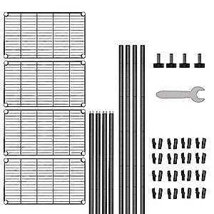 SINGAYE 4-Shelf Adjustable, Heavy Duty Storage Shelving Unit (350 lbs Loading Capacity per Shelf), Steel Organizer Wire Rack, Black (36" L x 14" W x 54" H)