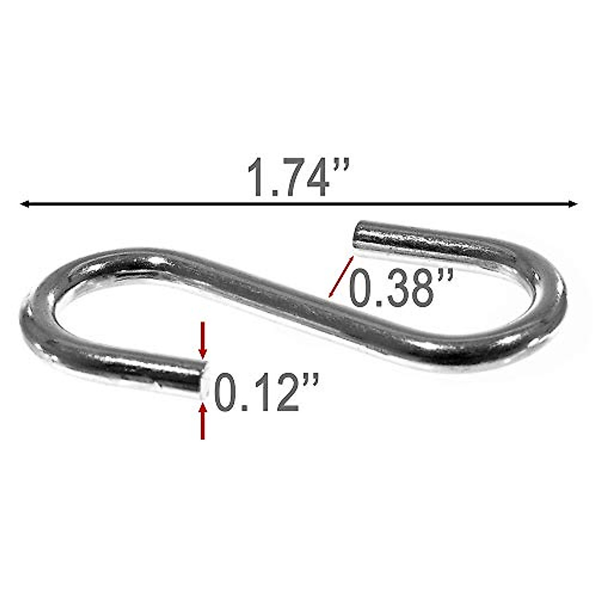 Paracord Planet 1/8 Inch S Hooks – 1/8 Inch Thick Metal and 1 ¾ Inch Long Hanging Tool (10 Pack)