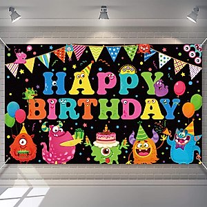 Birthday Backdrop Birthday Party Photography Background Decorations Happy Birthday Backdrop Banner Cake Table Banner for Baby Shower Party Supplies Photo Booth Props