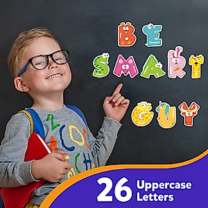 Coogam Magnetic Letters 26Pcs Jumbo ABC Alphabet Colorful Animal Shape Large Uppercase Fridge Magnets Educational Toy Set Learning Spelling Games for Kids 3 4 5 Years Old