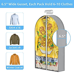 LAPPR 4 Pack 40'' Garment Bags for Hanging Clothes with 6.5'' Gusseted,Clothes Bags for Storage Hanging, Clothing Bags with Zipper Protecting Travel Suit Bags
