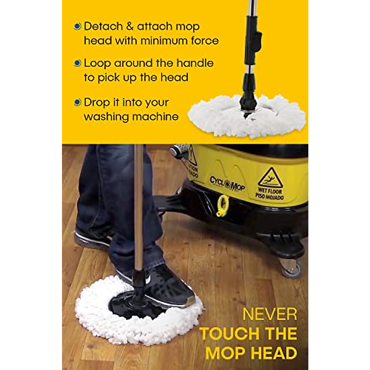 CycloMop® Commercial Spinning Spin Mop with Dolly Wheels - Heavy Duty Design for Years of Use