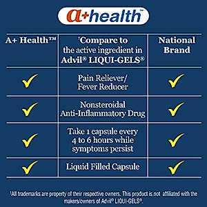 A+Health Ibuprofen 200 Mg Softgels, Pain Reliever/Fever Reducer (NSAID), Made in USA, 300 Count