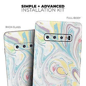 DesignSkinz Marbleized Swirling Candy Colors Protective Vinyl Decal Wrap Skin Cover Compatible with The Samsung Galaxy S20 (Screen Trim & Back Glass Skin)