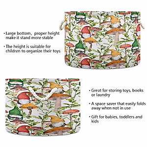 Kigai Mushroom Gnome Cotton Rope Basket Large Round Baby Laundry Basket Toy Blanket Books Storage Bin for Bedroom Bathroom Nursery Home Decor