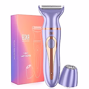 2-in-1 Electric Razor for Women, EESKA Electric Shaver for Women Cordless for Women Face, Legs and Underarm, Portable Bikini Trimmer IPX7 Waterproof Wet and Dry Hair Removal, Type-C USB Recharge…