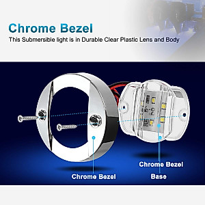 Partsam 4Pcs 3" Inch Round Chrome Marine Boat Lights Blue LED Transom Mount Stern Anchor Navigation Lights IP67 Waterproof, Boat LED Stern Lights, Night Fishing Lights,Deck Lights, 12V, Surface Mount