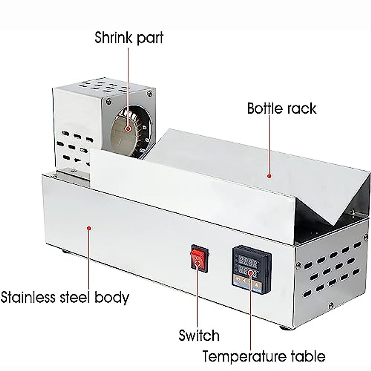 Commercial Capsule Bottle Cap Heat Shrinkable Machine, 600W Electric Capsule Shrinking Machine with Digital Display, for Max Diameter 80mm PVC Capsules, for PVC/PP etc.