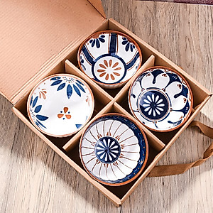 Ceramic Rice Bowls and Chopstick Set of 4,A Good Gift for Friend and Family (RS)