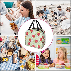 Strawberry Flower Kawaii Lunch Box Travel Bag Picnic Bags Insulated Durable Shopping Bag Back To School Reusable Waterproof Bags For Man Woman Girls Boys