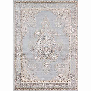 Momeni Rugs Isabella Traditional Medallion Flat Weave Area Rug, 7'10" X 10'6", Blue