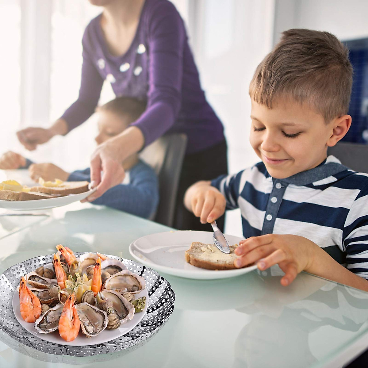 Vegetable Folding Steamer Basket , Metal Stainless Steel Steamer Basket Insert, Collapsible Steamer Baskets for Cooking Food, Expandable Fit Various Size Pot(5.9" to 9.8") YLYL