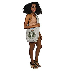 Cotton Sling Crossbody Shoulder Bag Tree of Life Purse Hippie Hobo Bohemian Festival Bag-Tree
