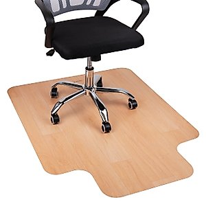 Mind Reader Office Chair Mat for Hardwood Floors, Under Desk Floor Protector, Rolling, PVC, 47.5 x 35.5, Woodtone