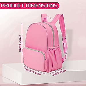 Cunno 2 Pcs Nylon Preppy Backpack for School Waterproof Lightweight Backpack Unisex Backpack for Teenage, Kids, Students (Pink)